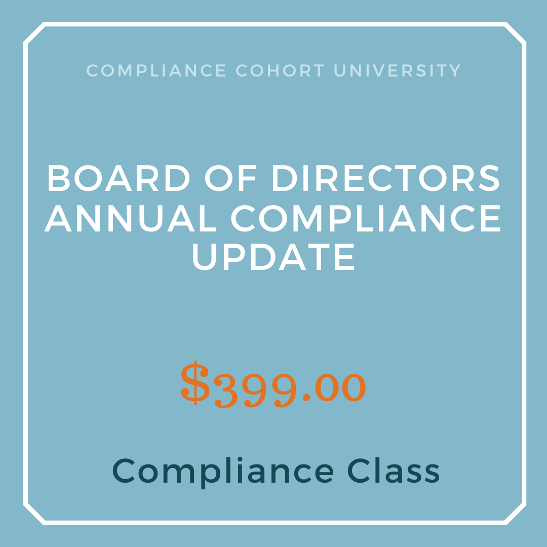 Our Annual Compliance Update for the Board of Directors is a video ...