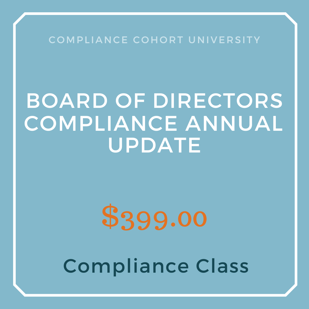 Our Annual Compliance Update for the Board of Directors is a video ...