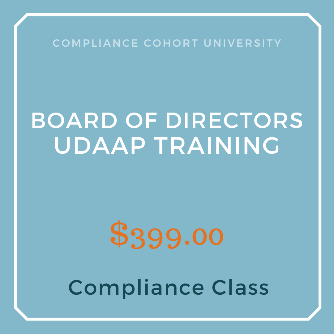BOD UDAAP Training — Compliance Cohort