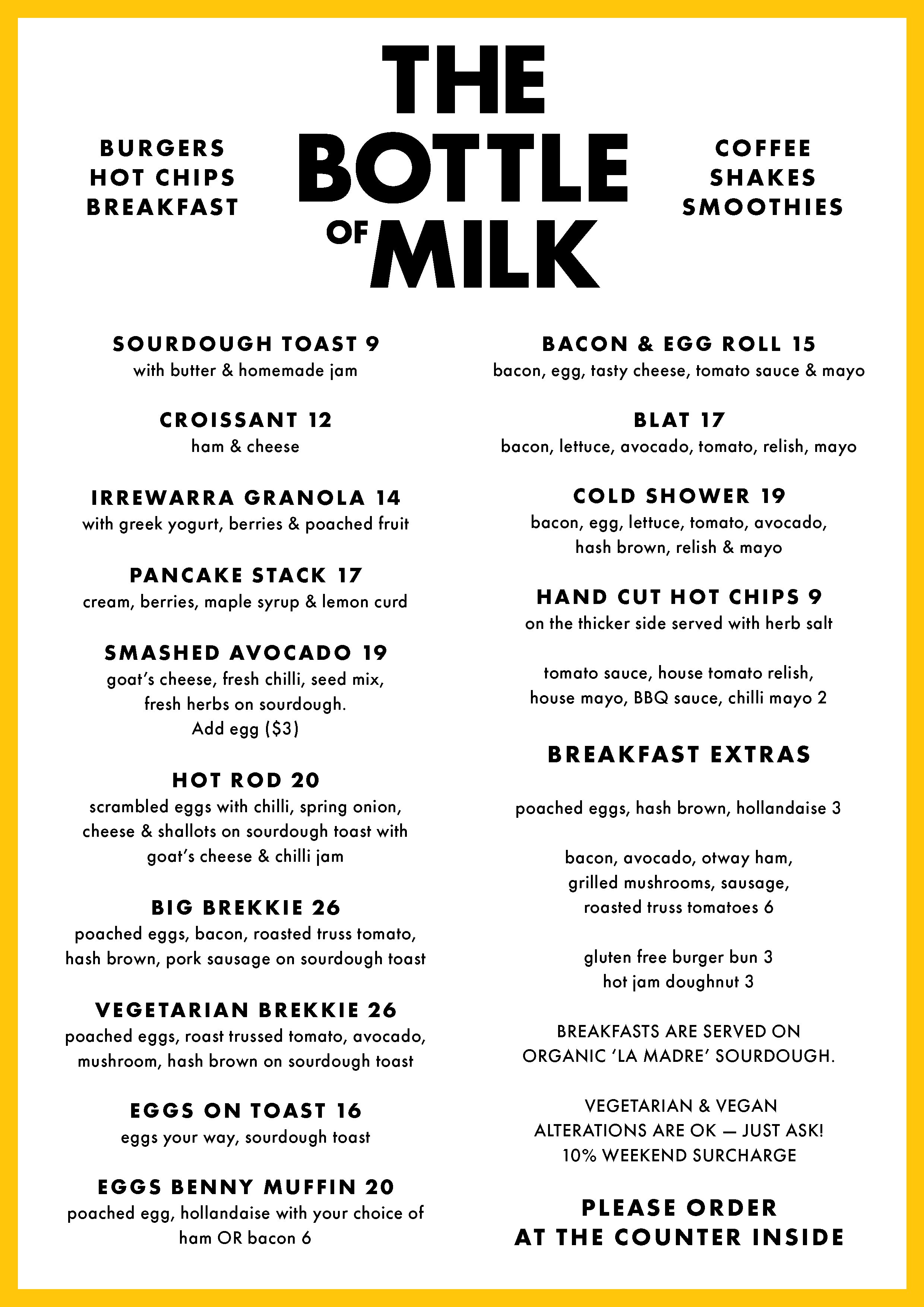 Menu Milk