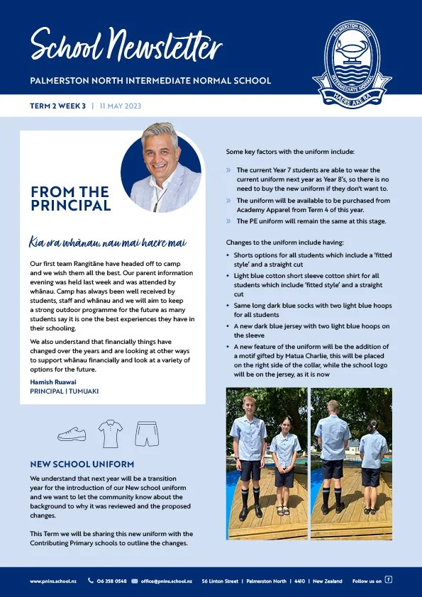 Newsletter — Palmerston North Intermediate Normal School