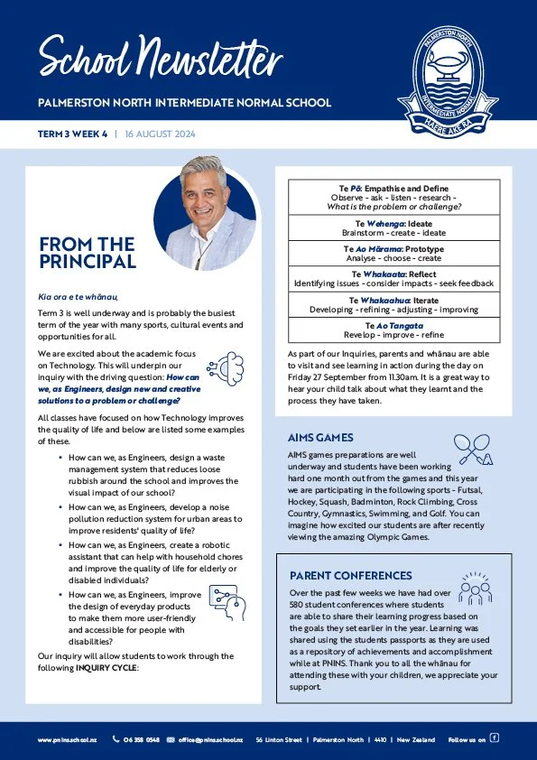 Newsletter — Palmerston North Intermediate Normal School