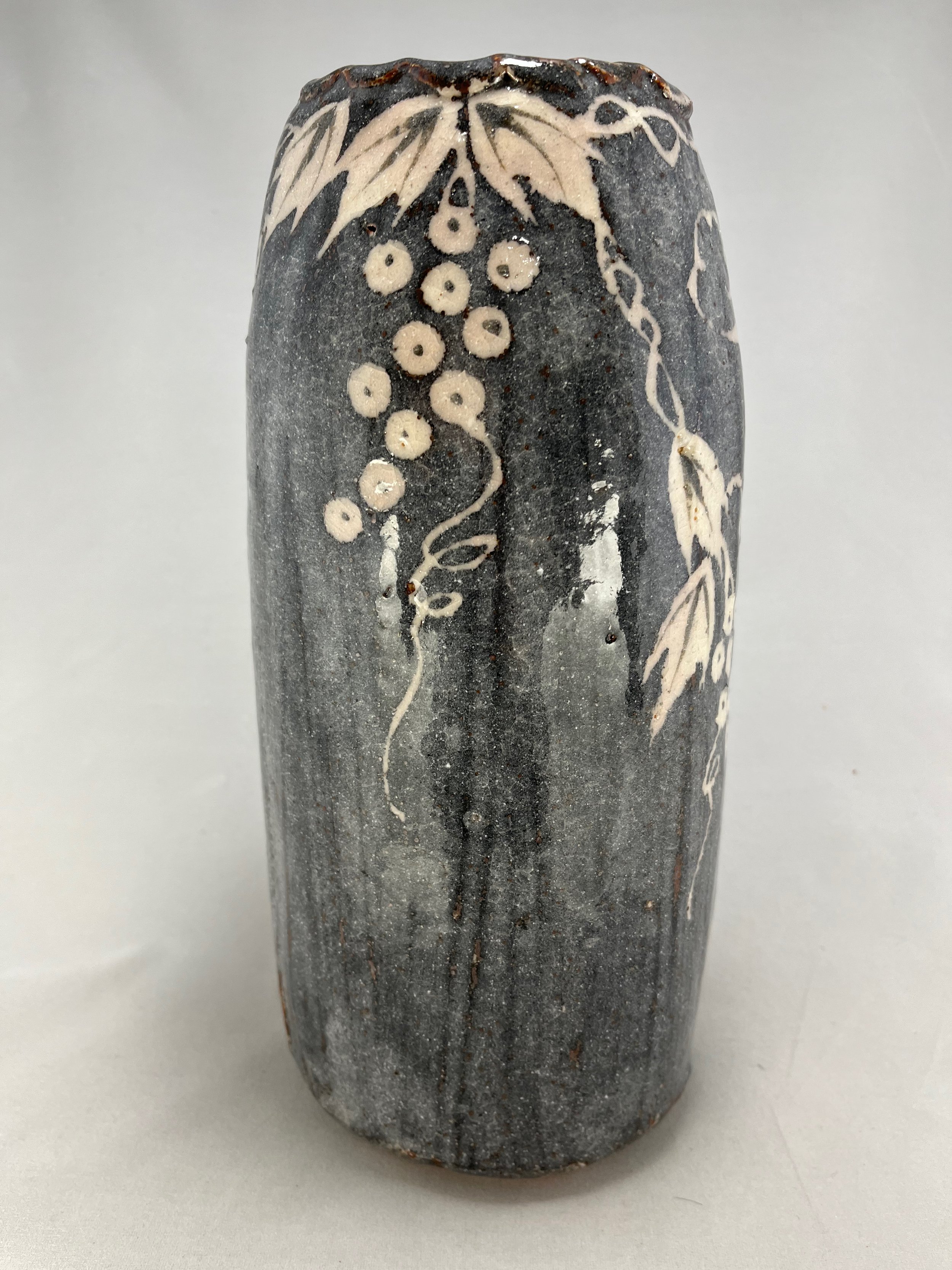 Nezumi Shino Hanaire by Tamaoki Yasuo (b 1941), Prefectural Living Treasure — CeramicARTyson