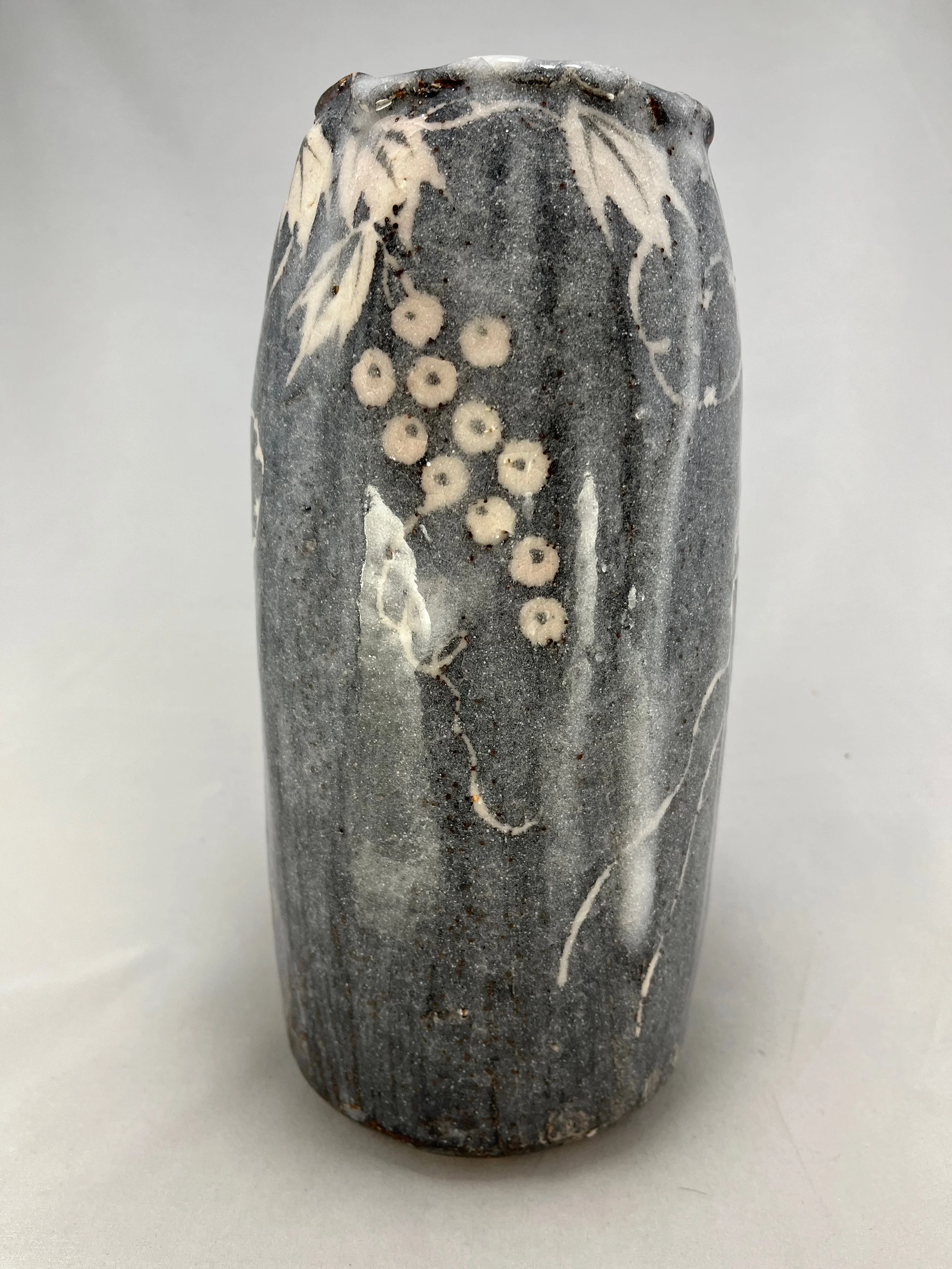 Nezumi Shino Hanaire by Tamaoki Yasuo (b 1941), Prefectural Living Treasure — CeramicARTyson