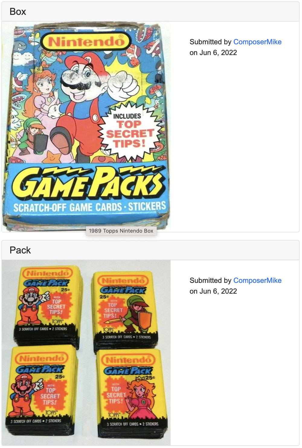 1989 Topps Nintendo Game Cards and Stickers — WaxPackHero