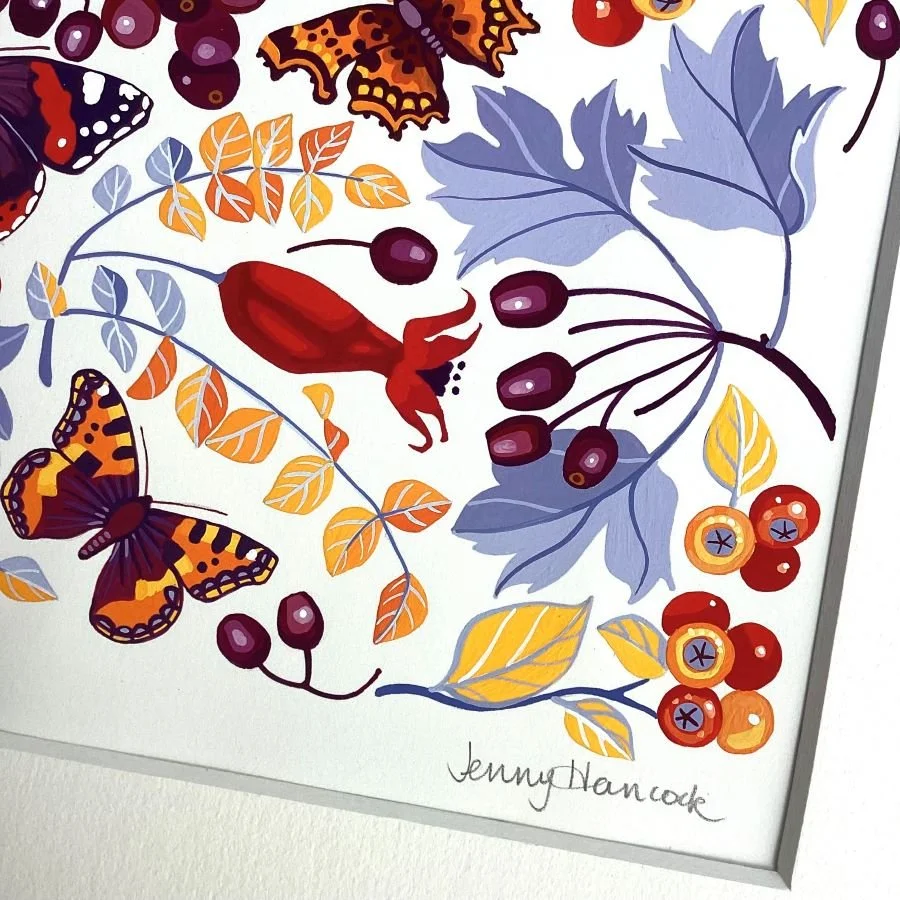 Butterflies and Berries - original painting — Jenny Hancock