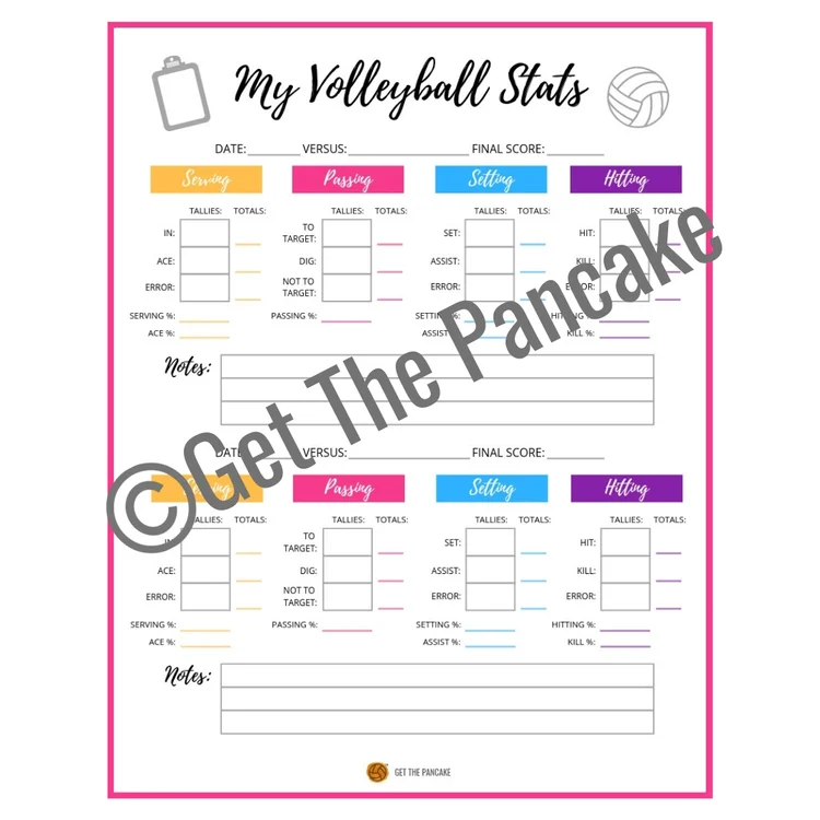 Free Volleyball Stats Sheets
