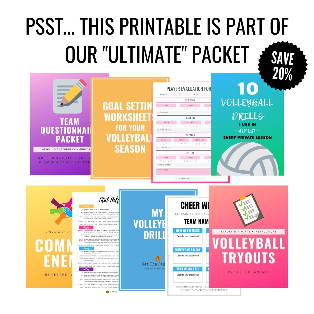 Volleyball Goal Setting Packet