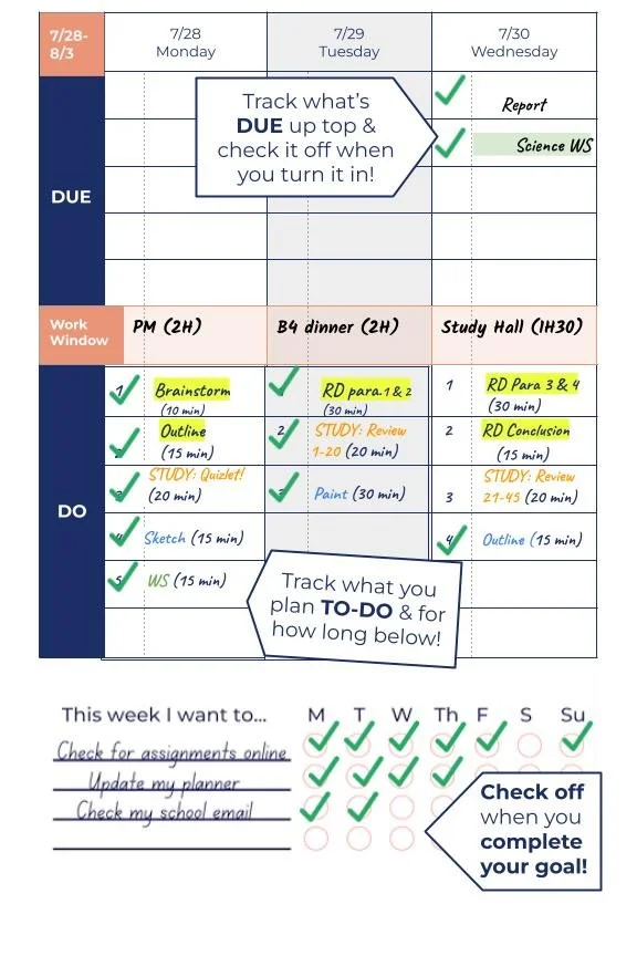Executive Functioning Planner for Students | Academic Planner ...