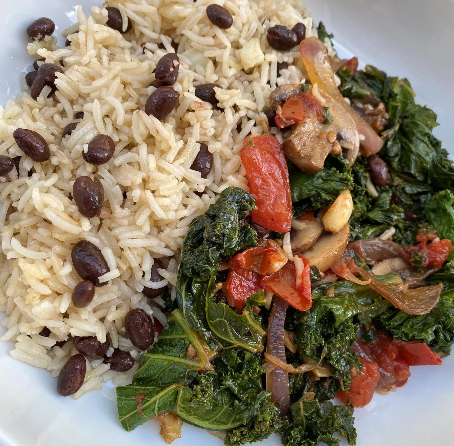 GULLAH SPICED KALE STIR FRY with GARLIC FRIED RICE and BEANS — Taste Tutor