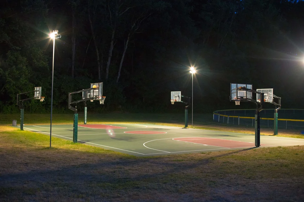 Outdoor Basketball Court At Night