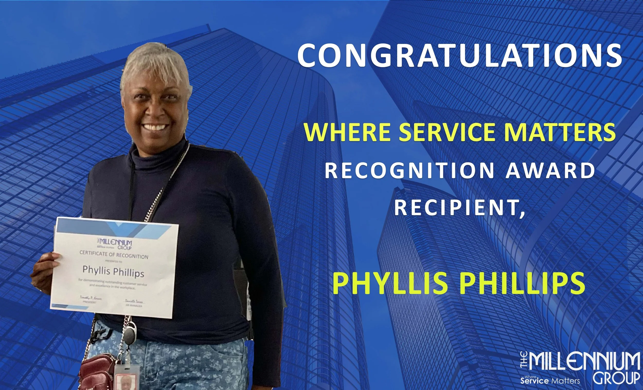 Phyllis Phillips is Where Service Matters | The Millennium Group