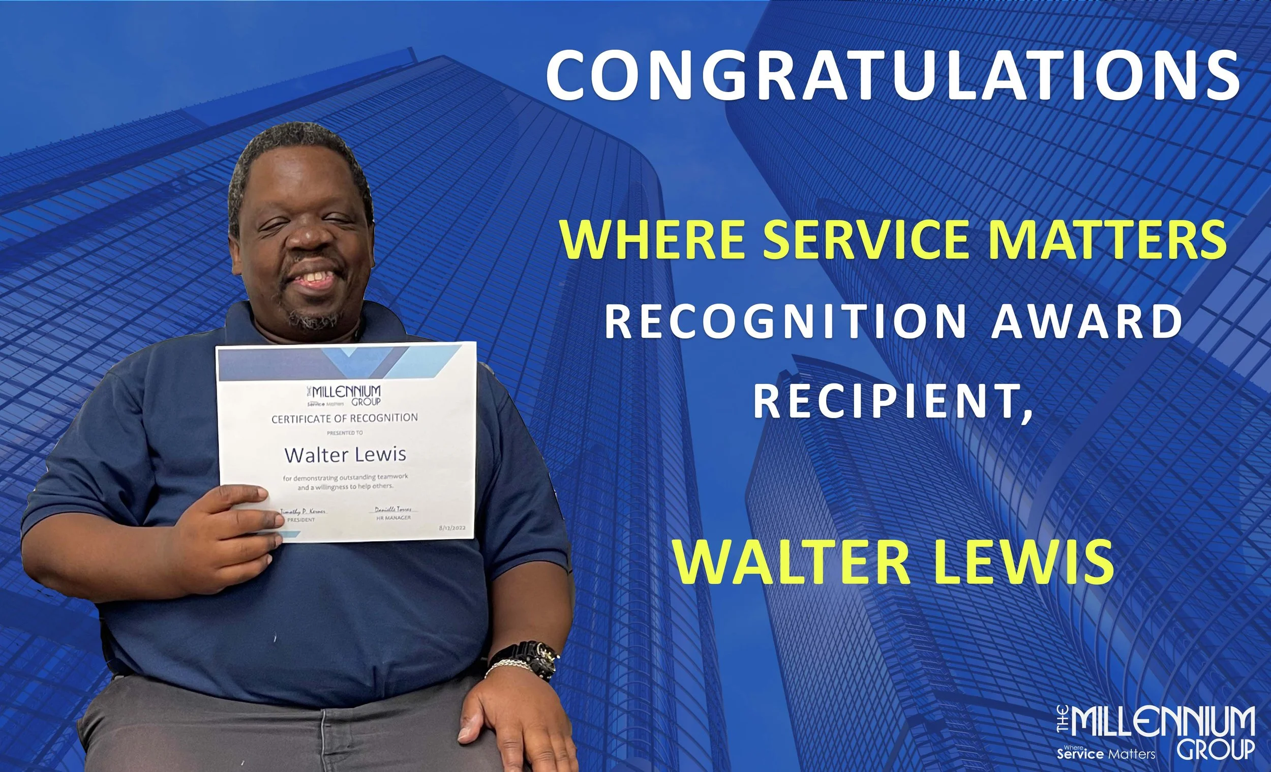 Walter Lewis is Where Service Matters | The Millennium Group