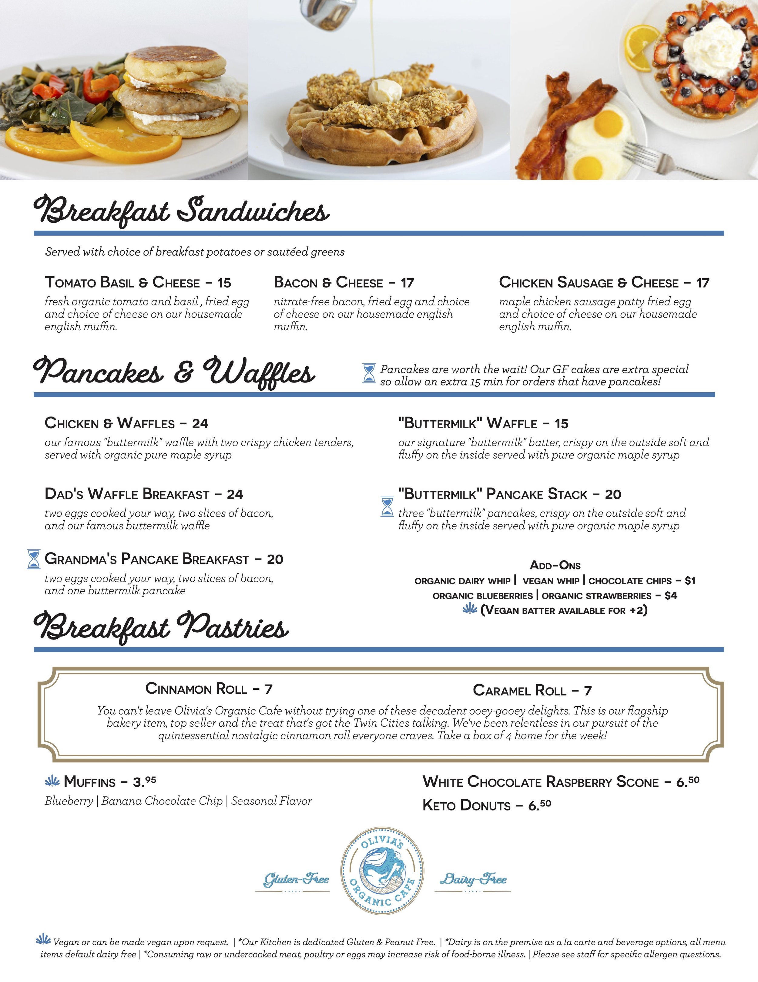 Menu — Olivia's Organic Cafe