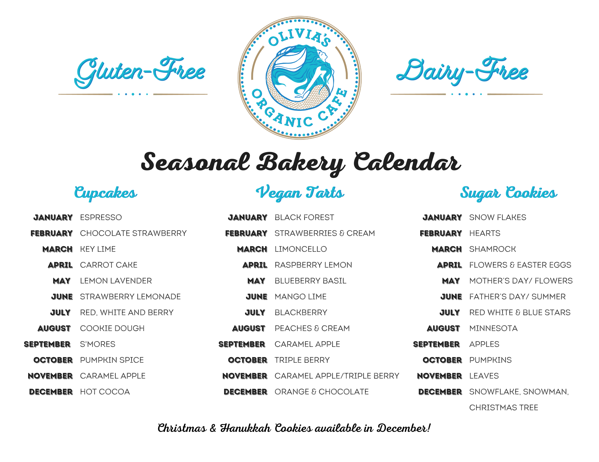 Menu — Olivia's Organic Cafe