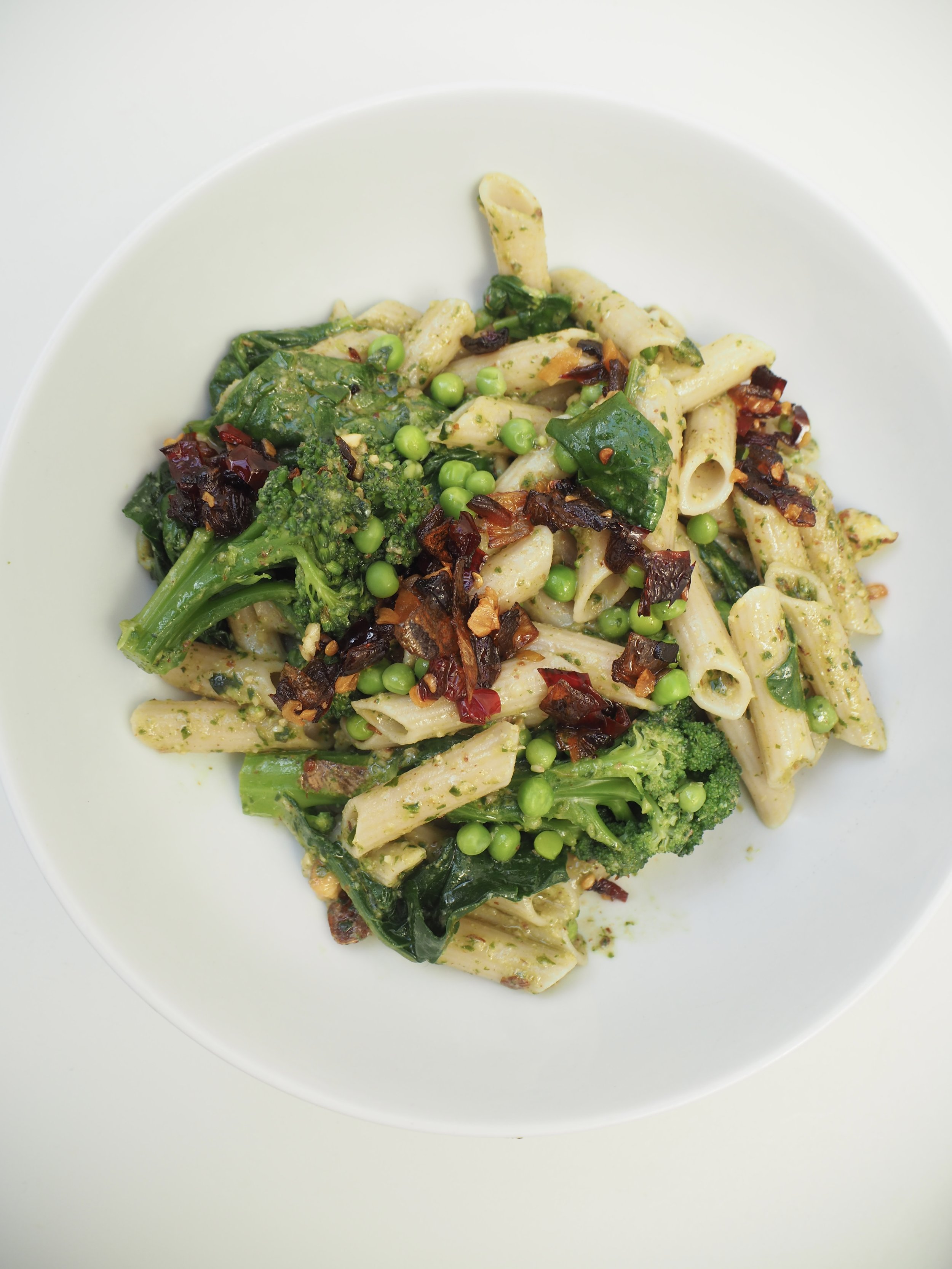 Easy Vegan Chilli Pesto Pasta Recipe — NINA PARKER