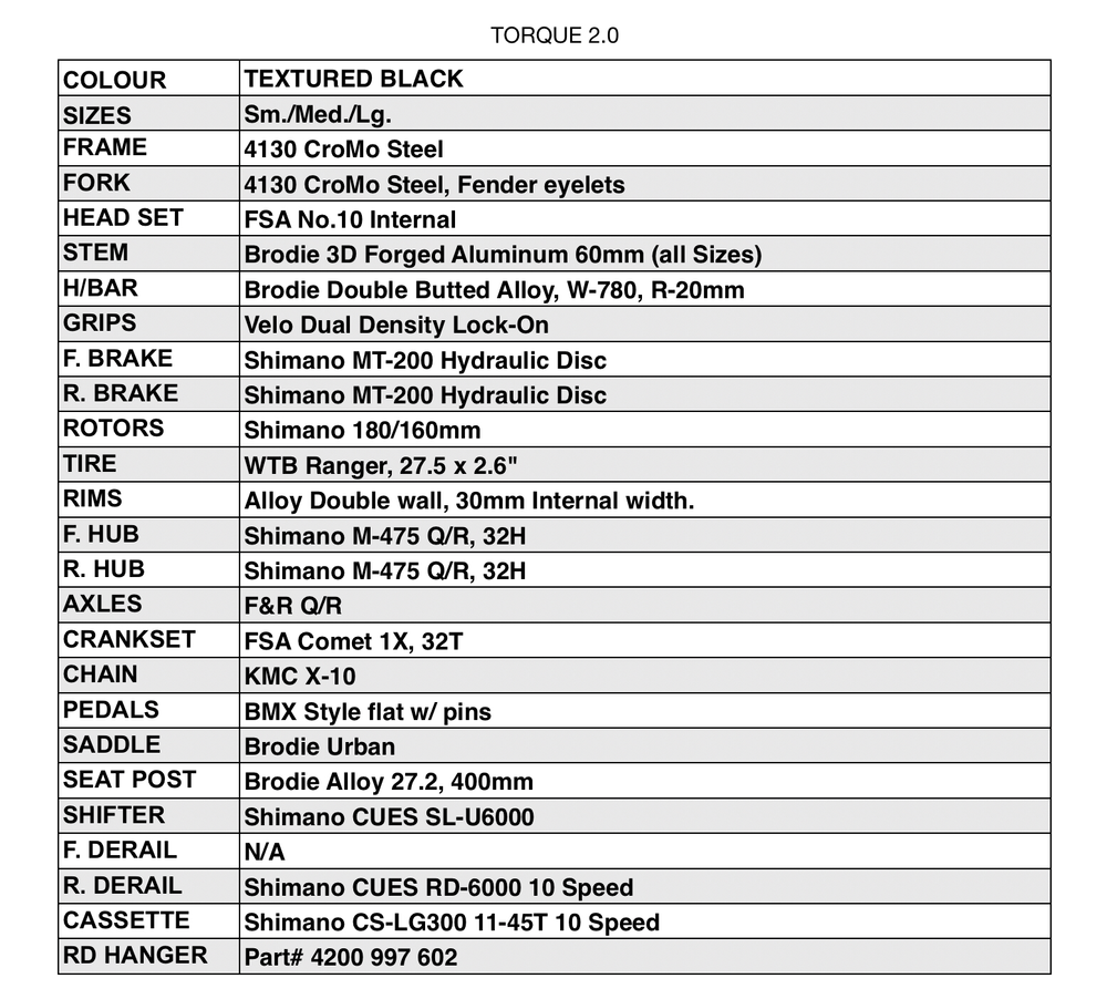 Torque 2.0 — Brodie Bicycles
