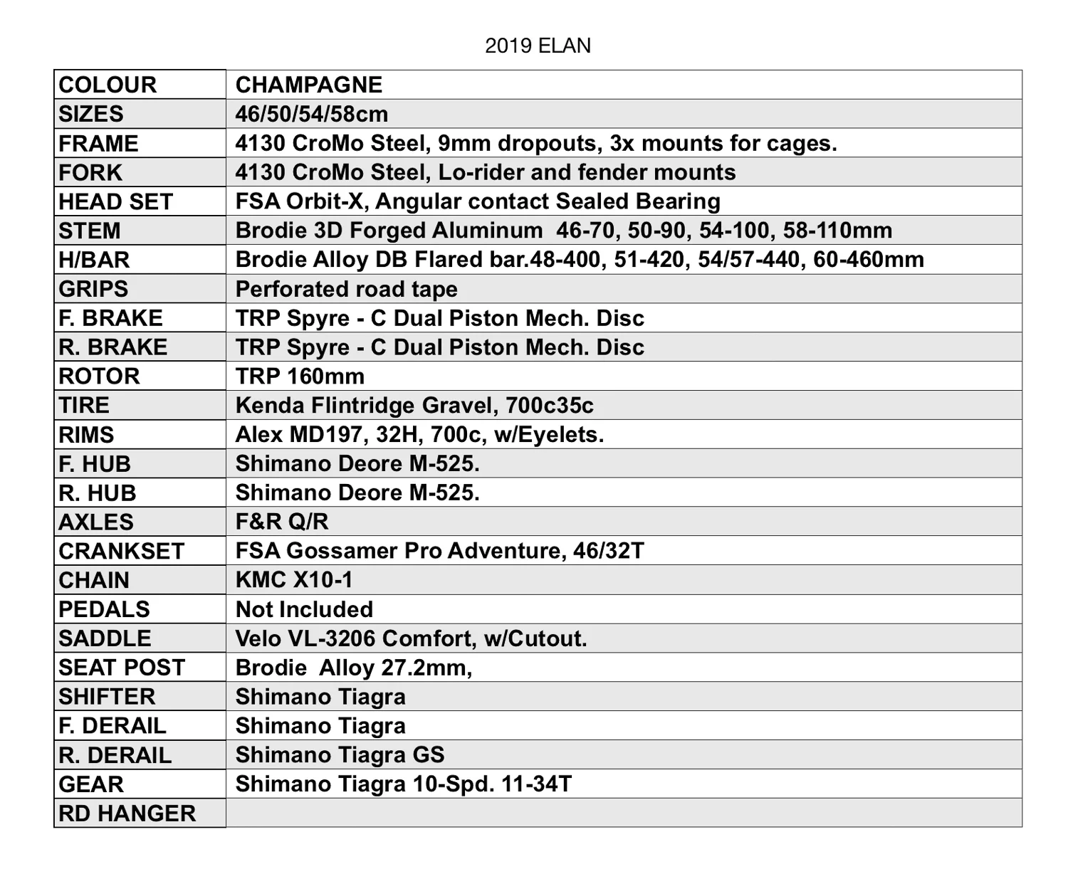 2019 Elan — Brodie Bicycles