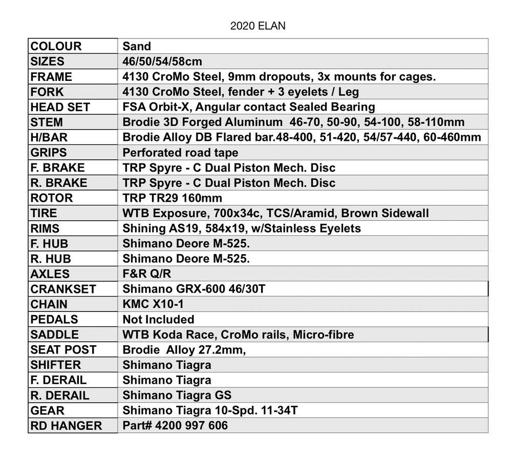 2020 Elan — Brodie Bicycles