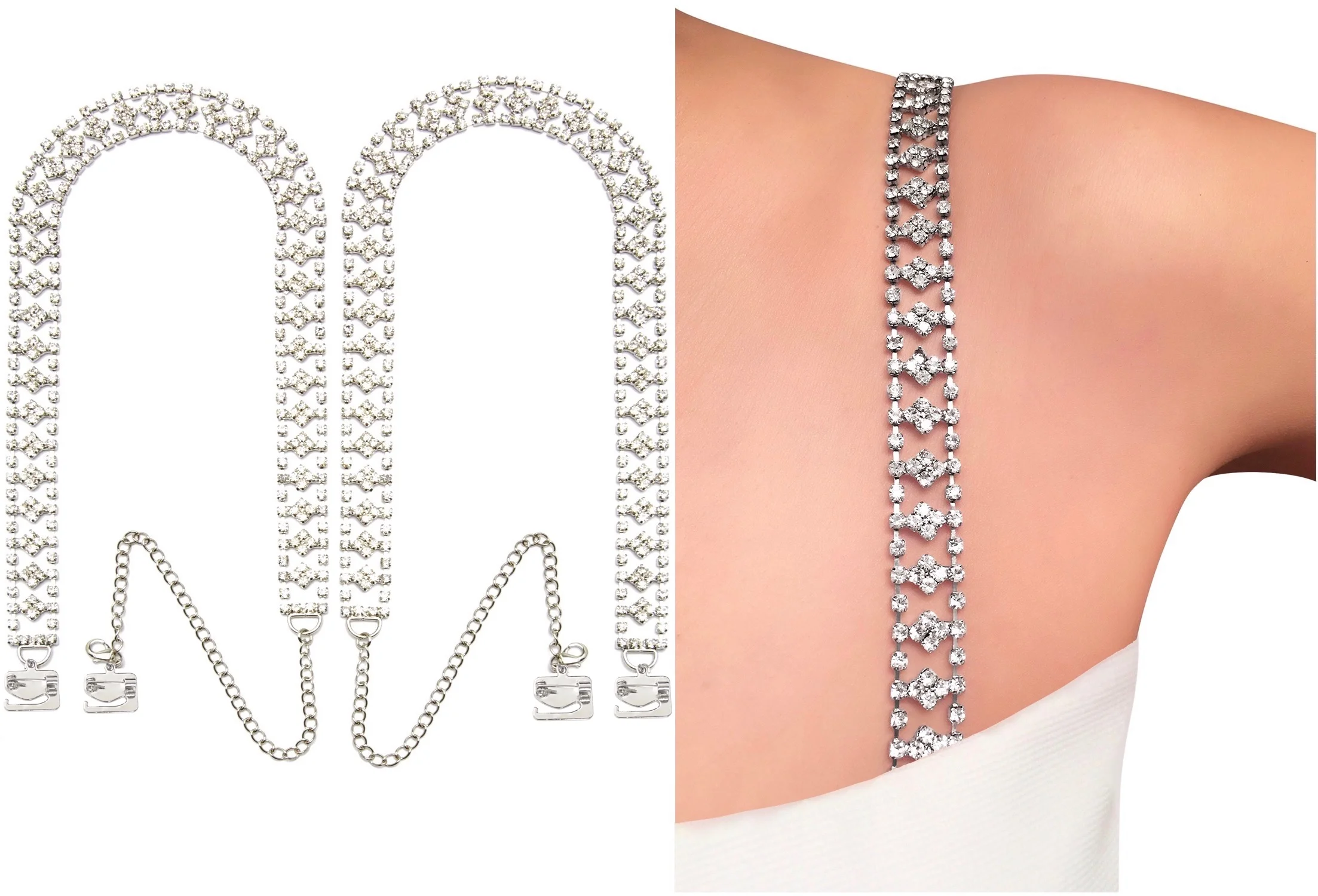 Royalty Crystals (Silver) Rhinestones Dress Straps | by PIN STRAPS ...