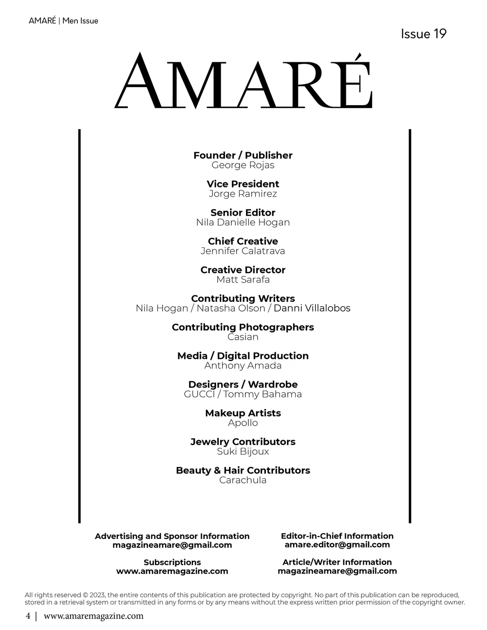 Men's Issue No. 19 — AMARÉ MAGAZINE