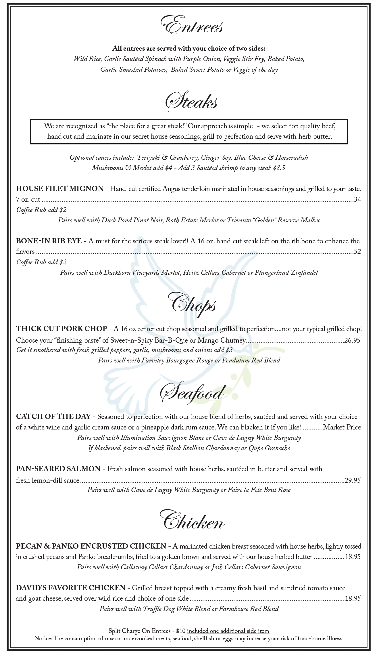 Dinner Menu — Rock House Eatery