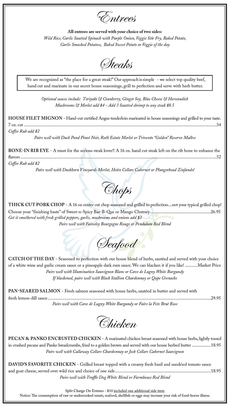 Dinner Menu — Rock House Eatery