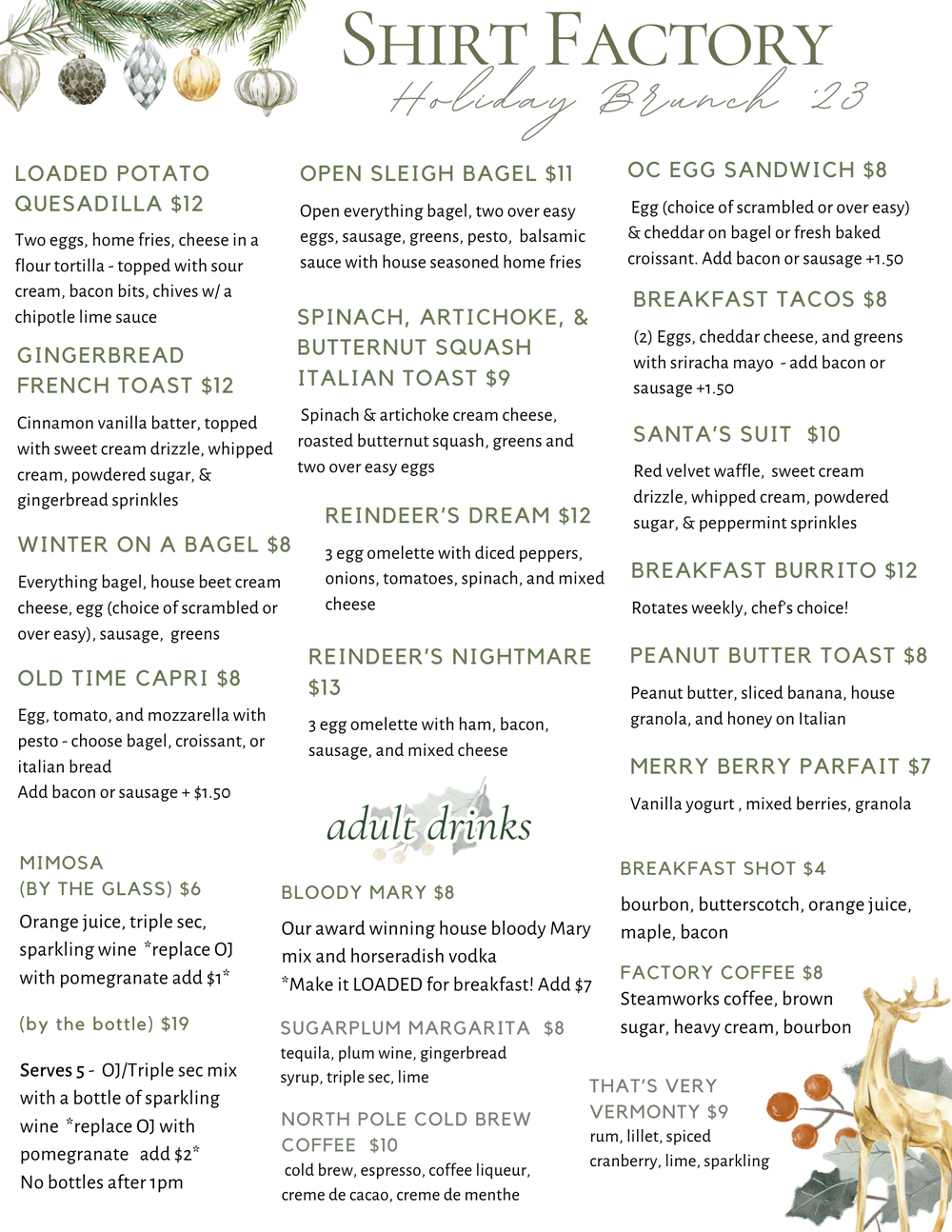 Menus — Shirt Factory