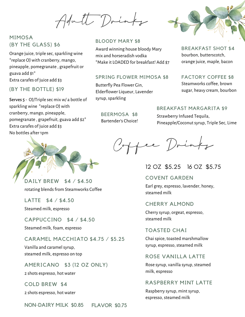 Menus — Shirt Factory