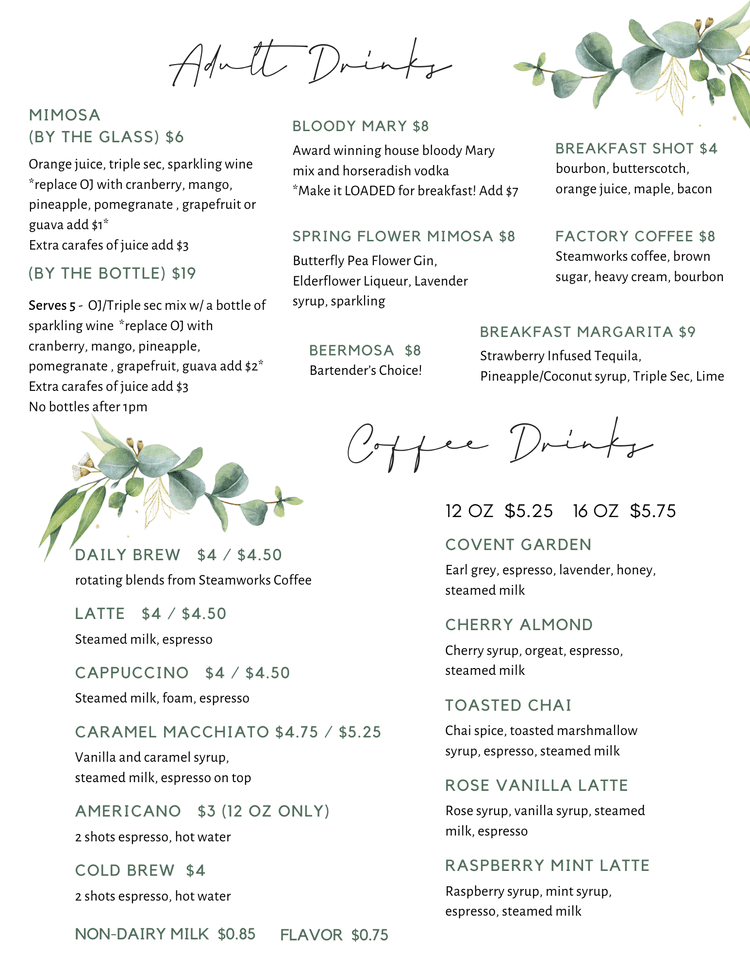 Menus — Shirt Factory