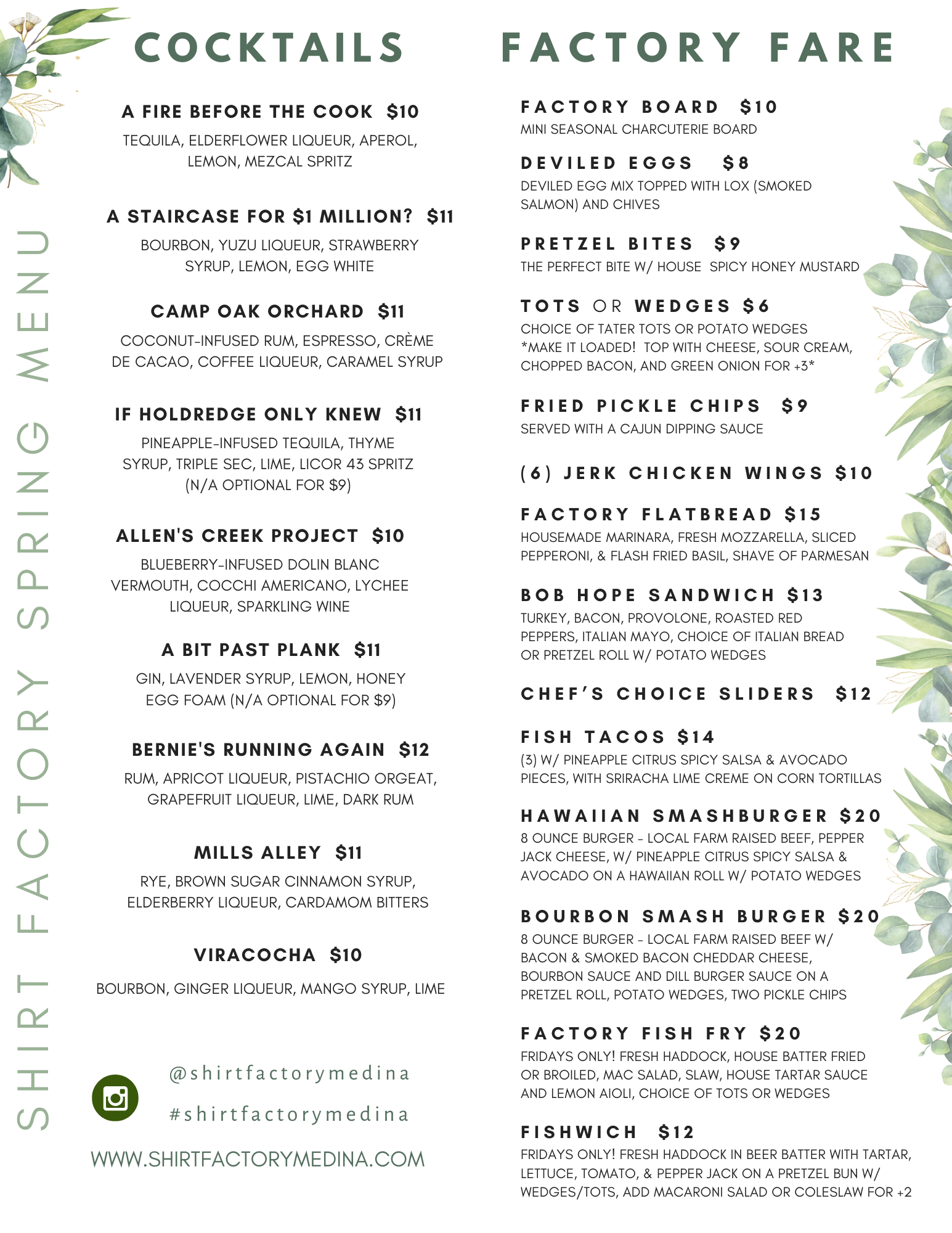 Menus — Shirt Factory