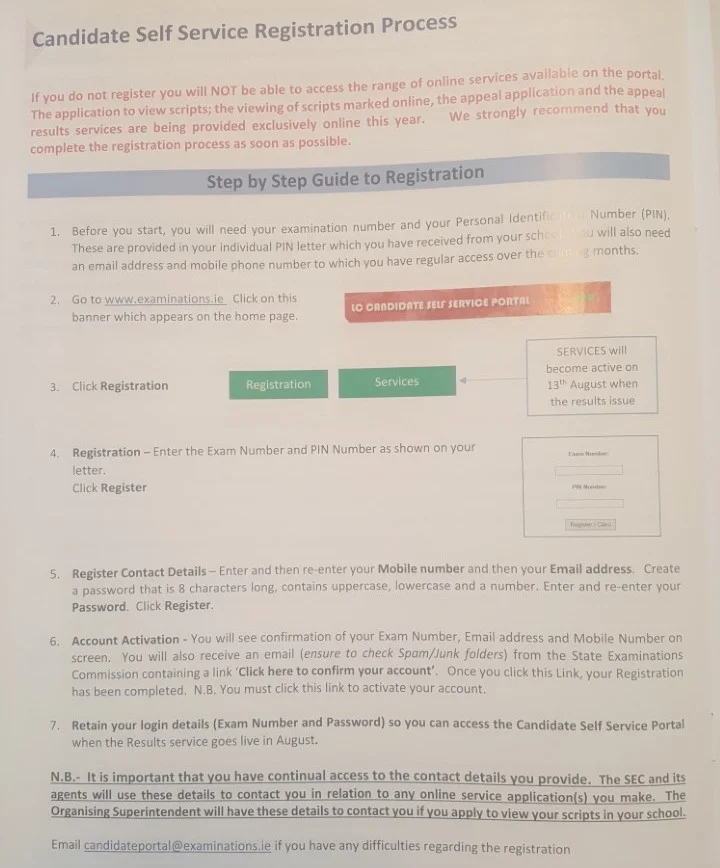 Candidate Self Service Registration Process — KCS, Kinsale