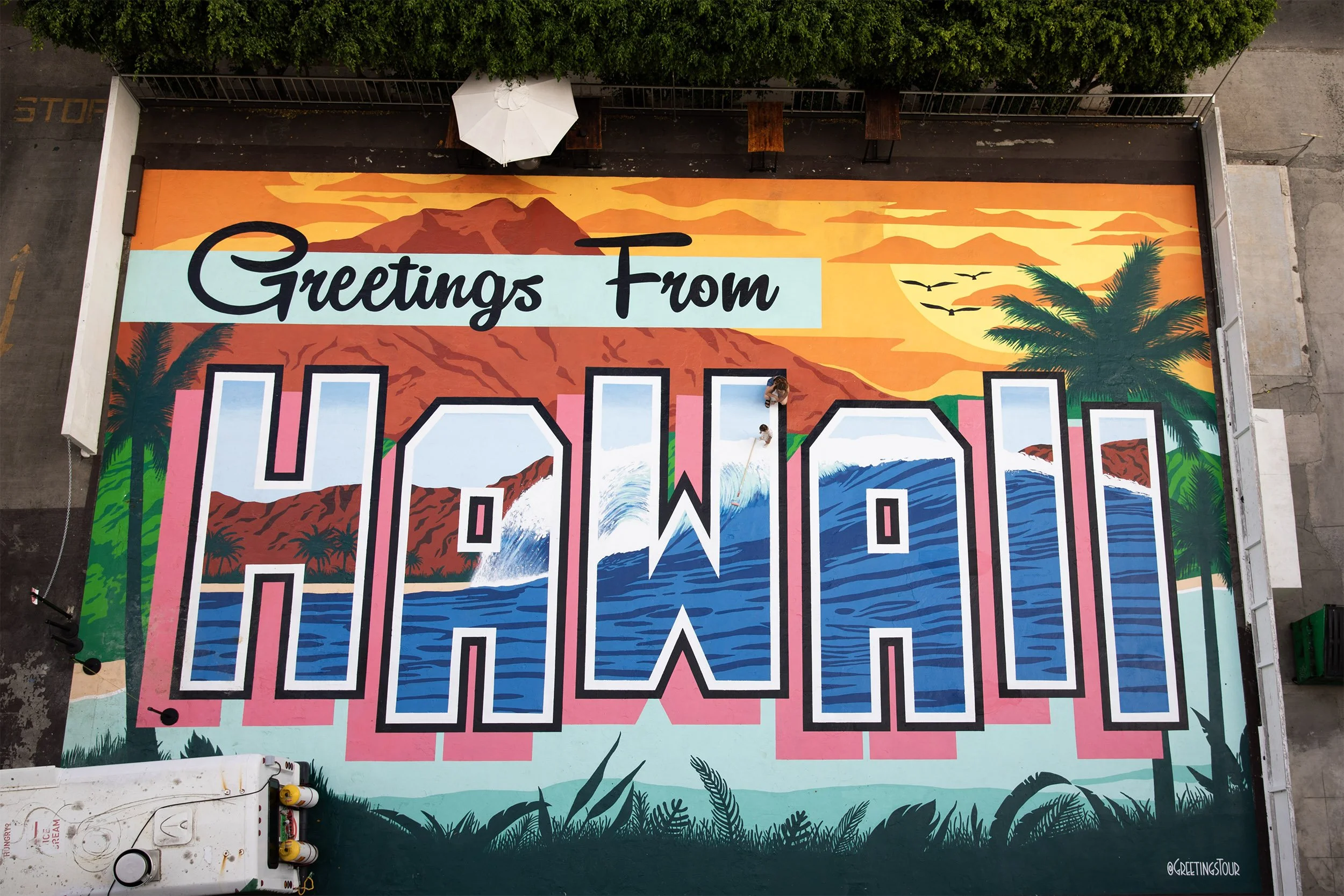 Greetings from Hawaii Mural | Giant Postcard Floor Mural in Waikiki ...