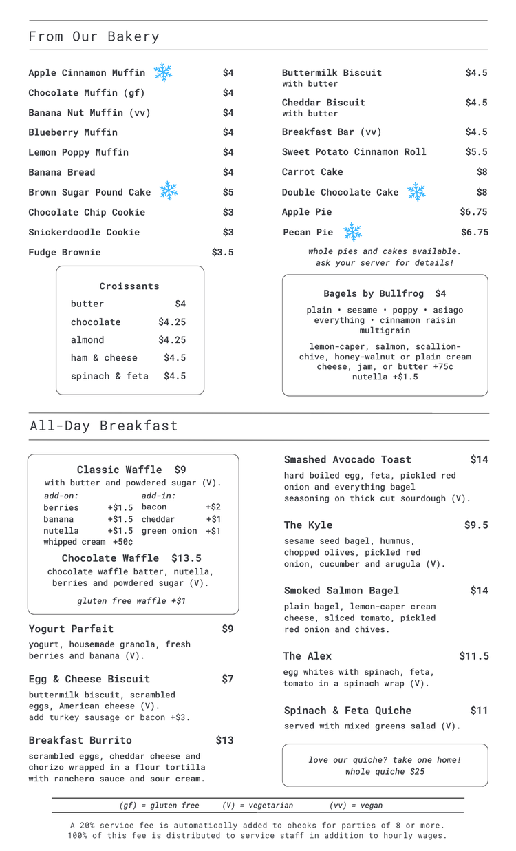 Menu — Tryst
