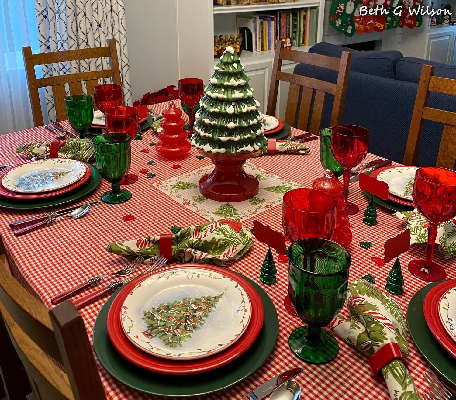 Christmas Trees on a Christmas Tablescape — Whispers of the Heart