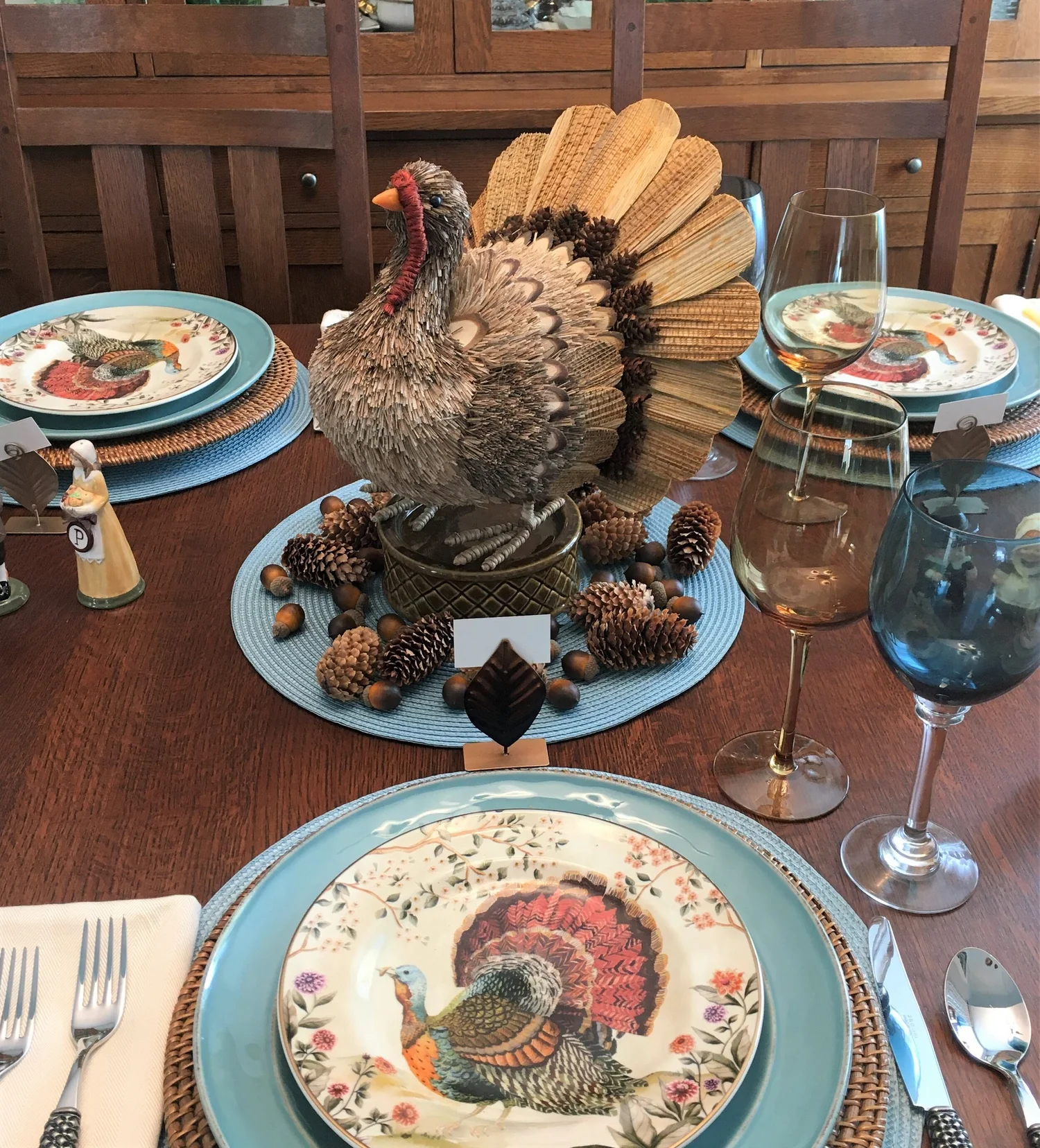 A Turkey Tablescape with the Blues — Whispers of the Heart