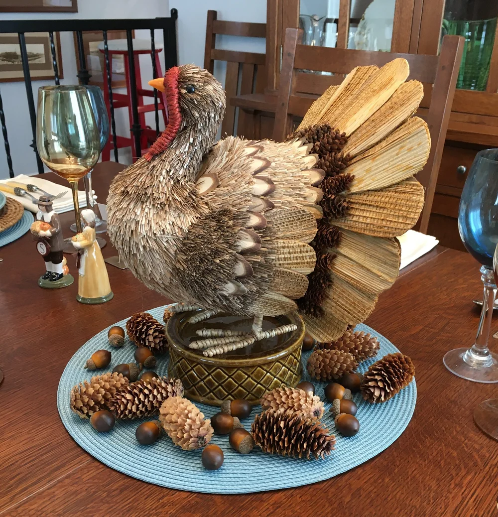 A Turkey Tablescape with the Blues — Whispers of the Heart