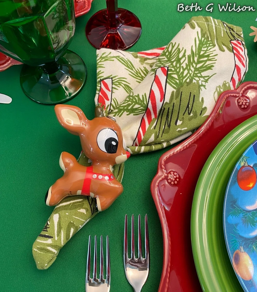 Rudolph on the Christmas Tablescape — Whispers of the Heart