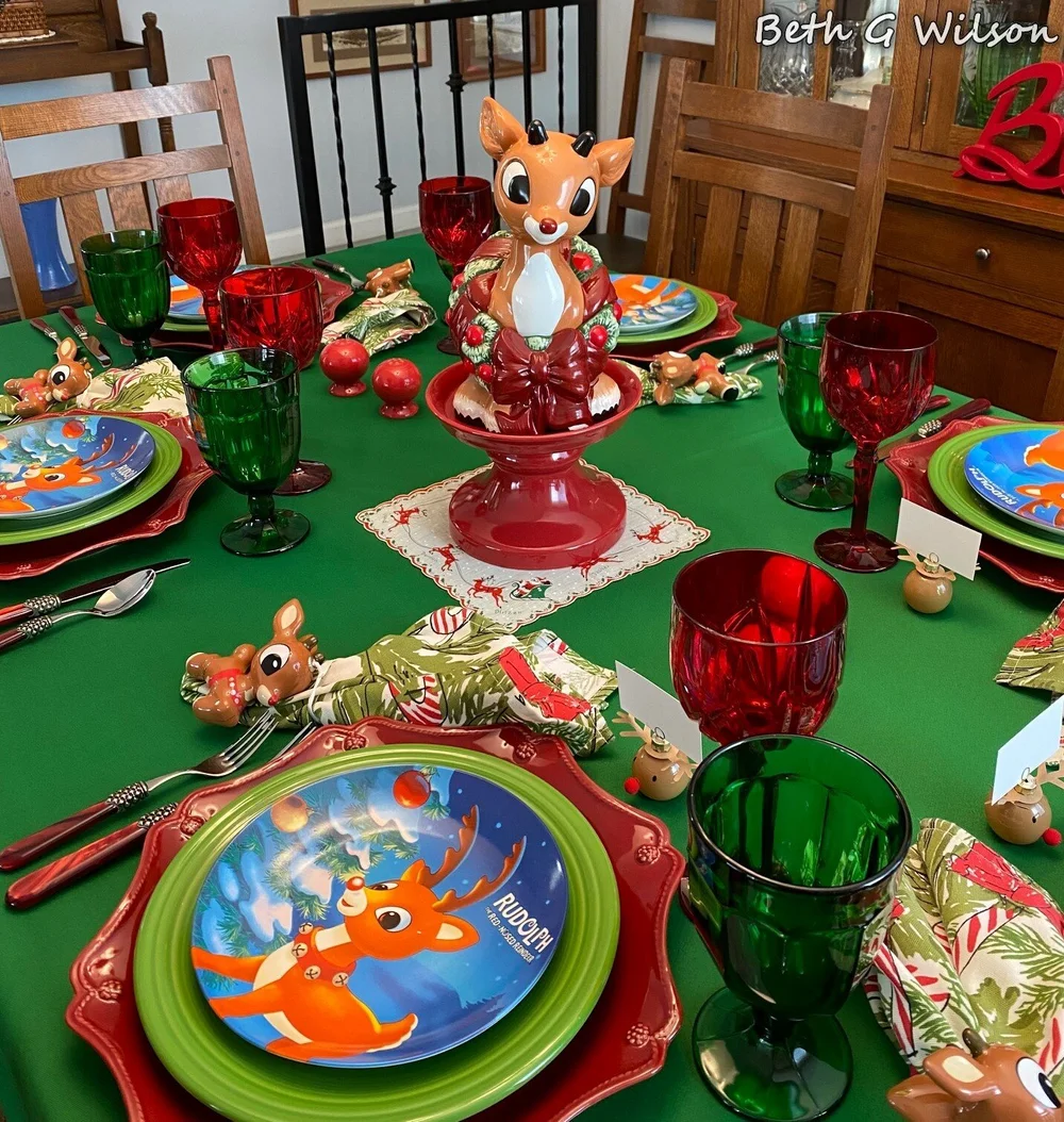 Rudolph on the Christmas Tablescape — Whispers of the Heart