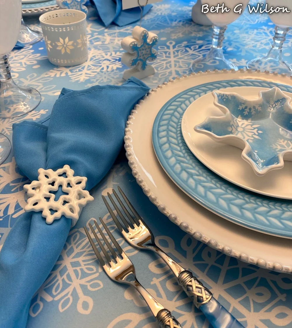 Snowflakes on a Winter Tablescape — Whispers of the Heart