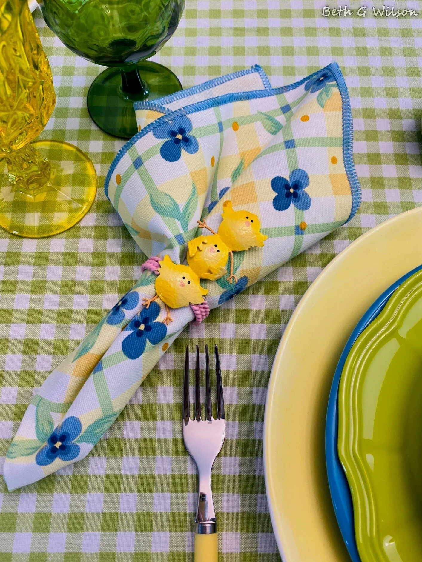 Yellow Chicks on an Easter Tablescape — Whispers of the Heart