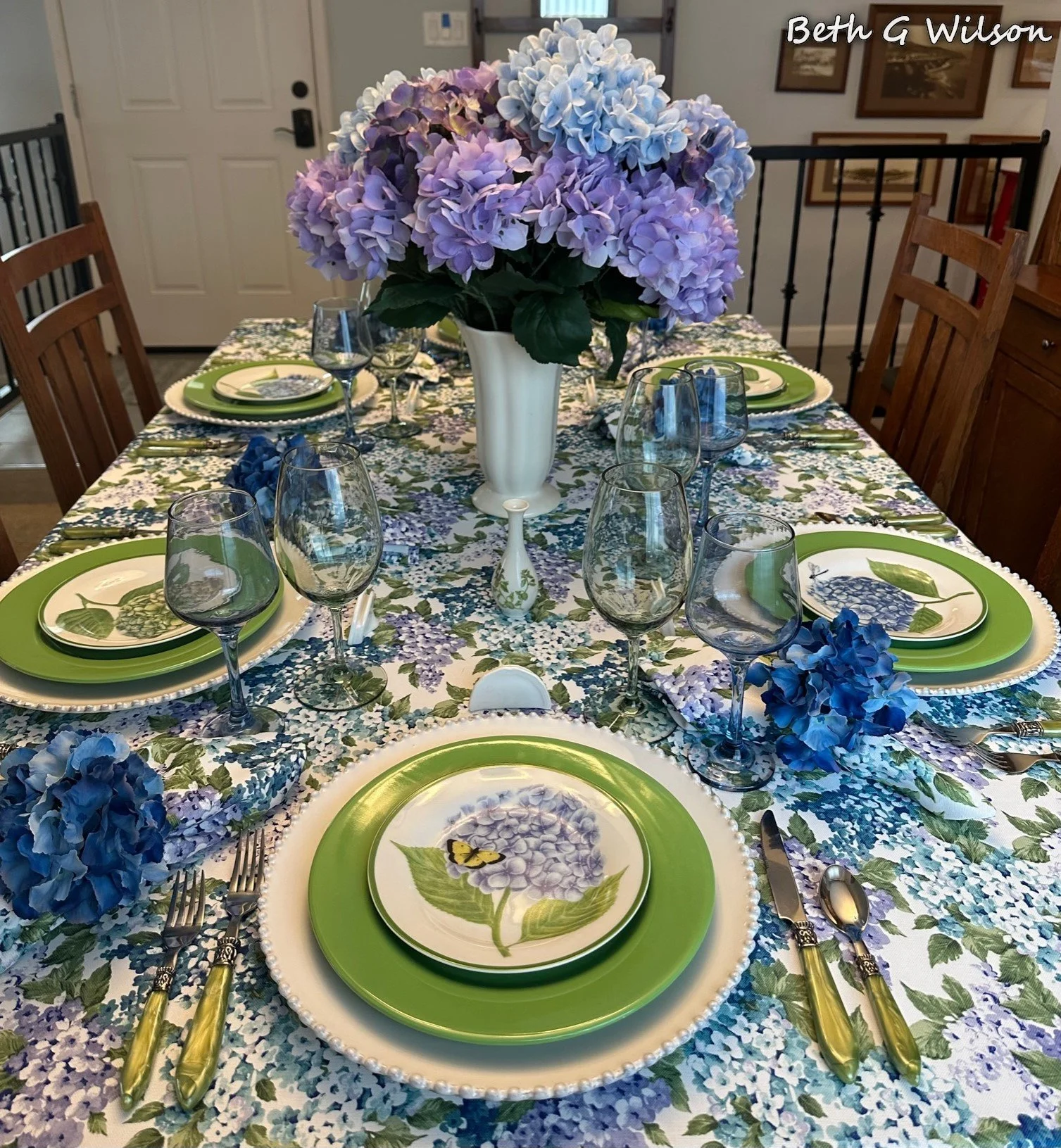 Hydrangeas on a Tablescape — Whispers of the Heart