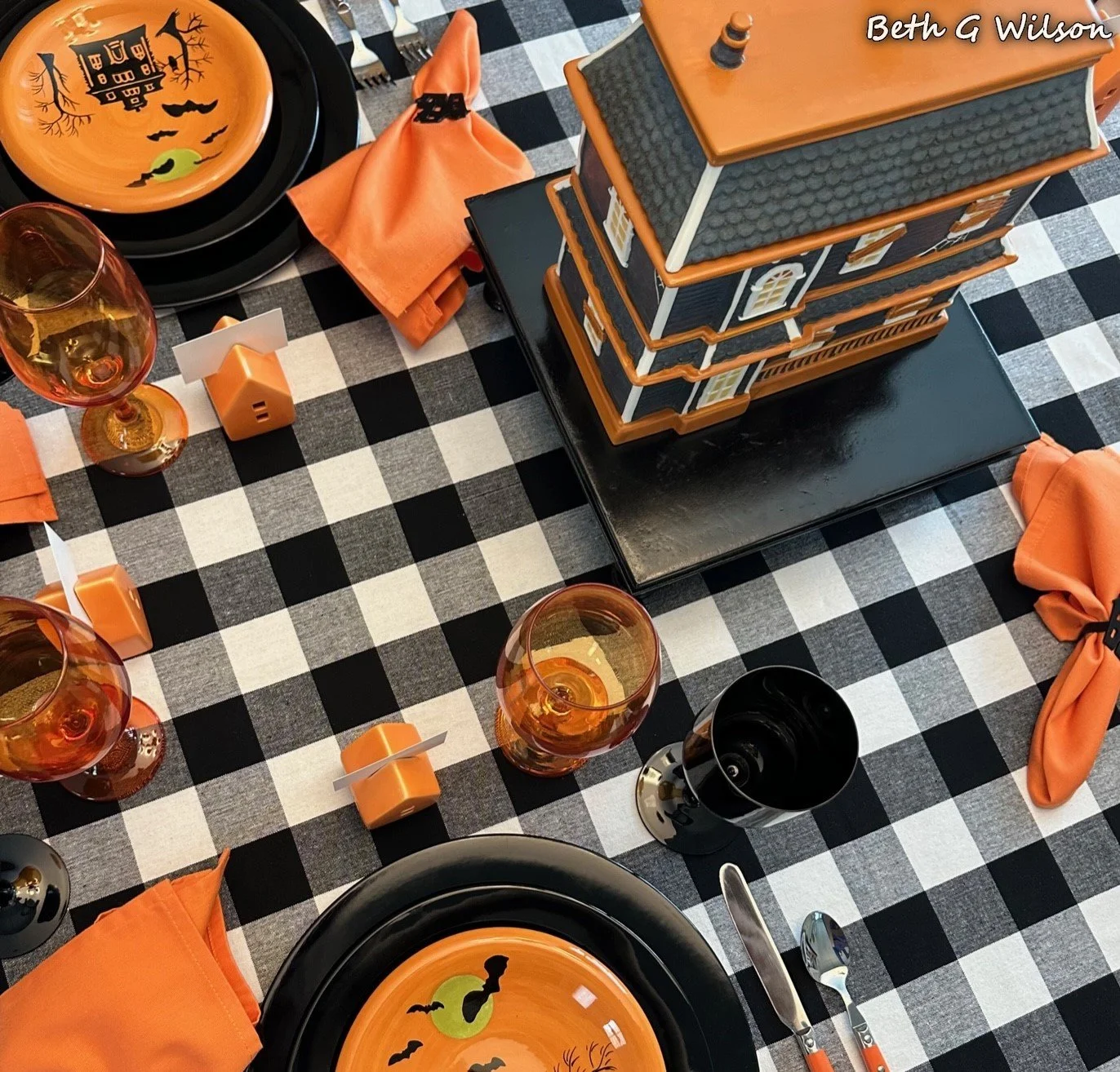 Haunted Houses on a Halloween Tablescape — Whispers of the Heart