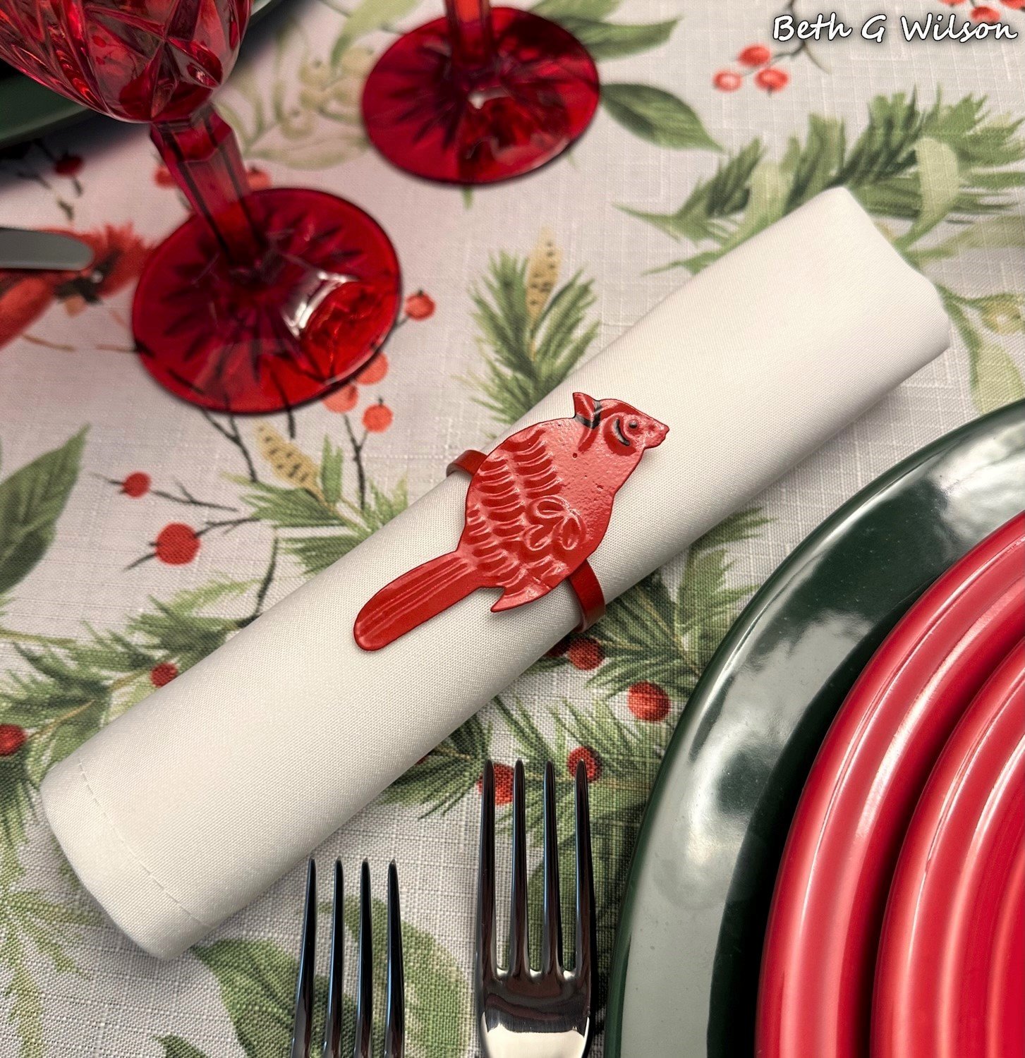 Cardinals on a Winter Tablescape — Whispers of the Heart