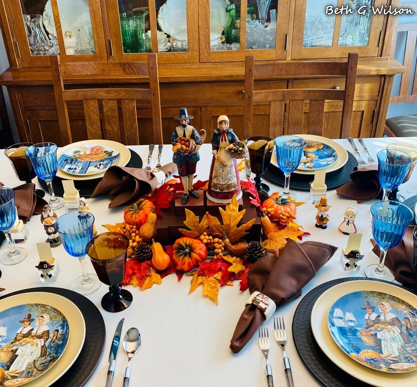 Pilgrims on a Thanksgiving Tablescape — Whispers of the Heart