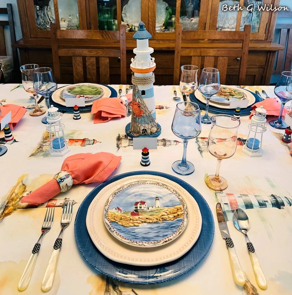 Lighthouses on a Summer Tablescape — Whispers of the Heart