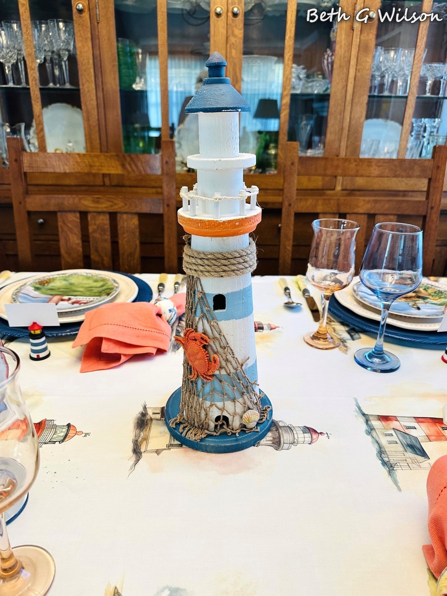 Lighthouses on a Summer Tablescape — Whispers of the Heart
