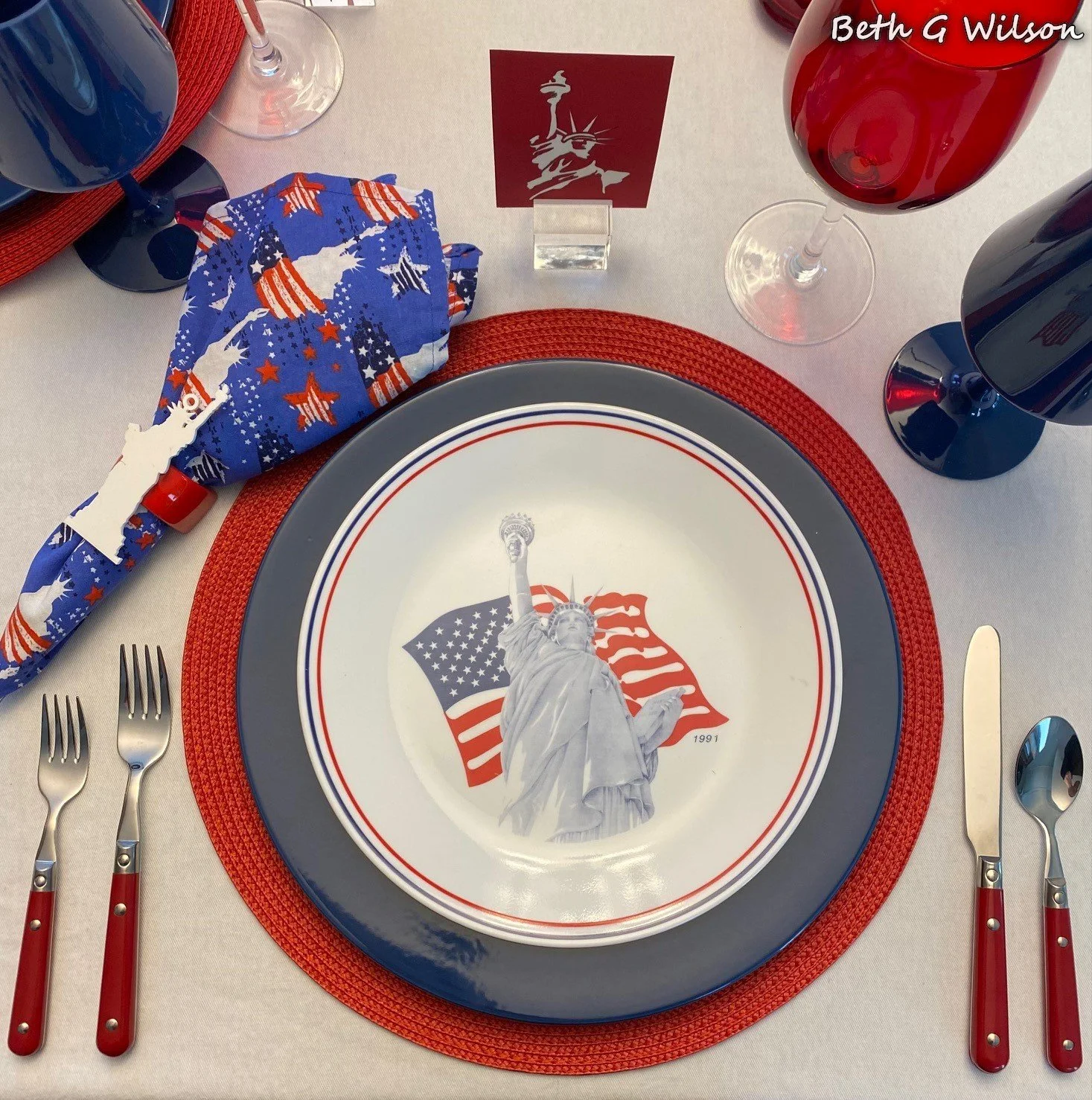 Lady Liberty on a 4th of July Tablescape — Whispers of the Heart