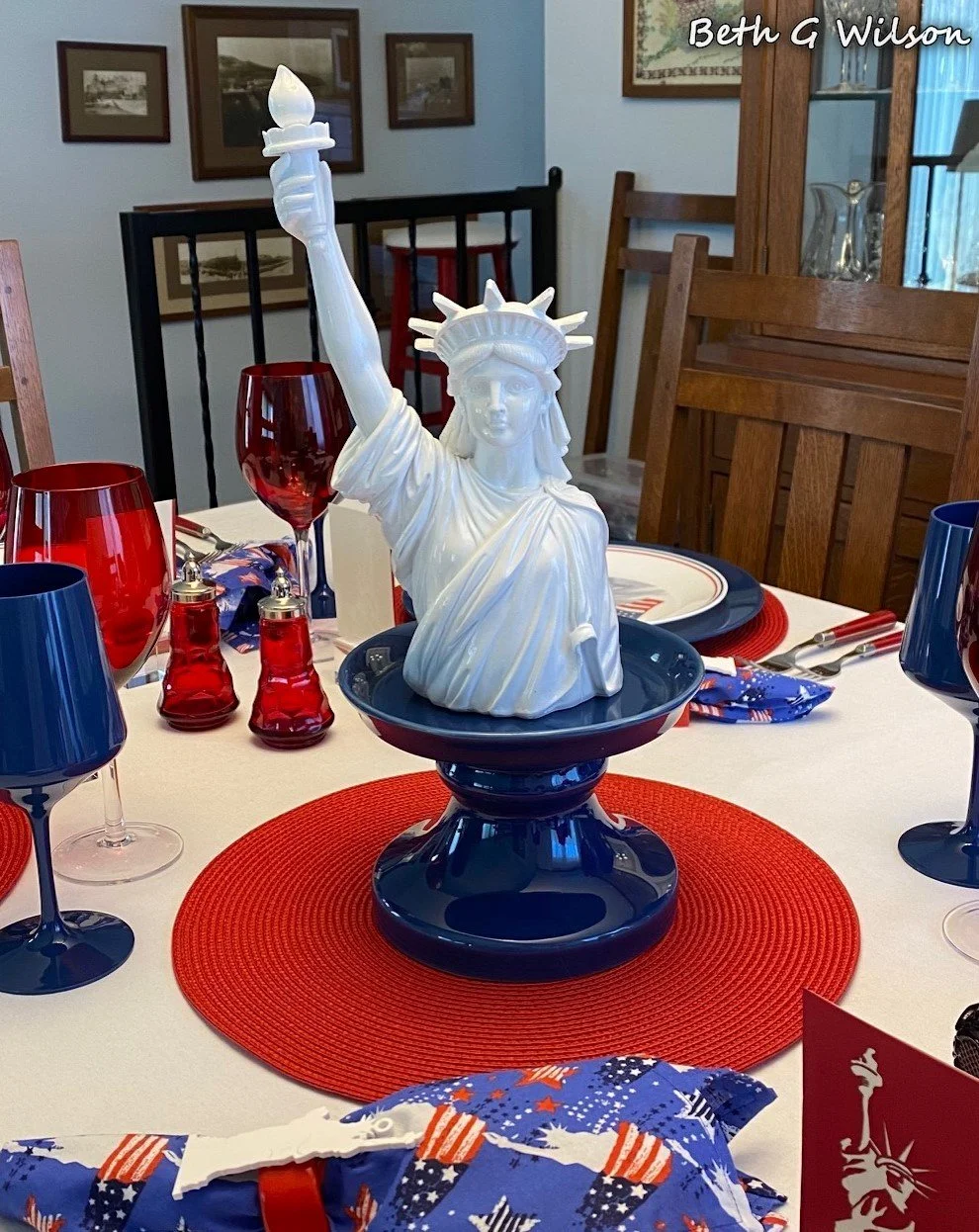Lady Liberty on a 4th of July Tablescape — Whispers of the Heart
