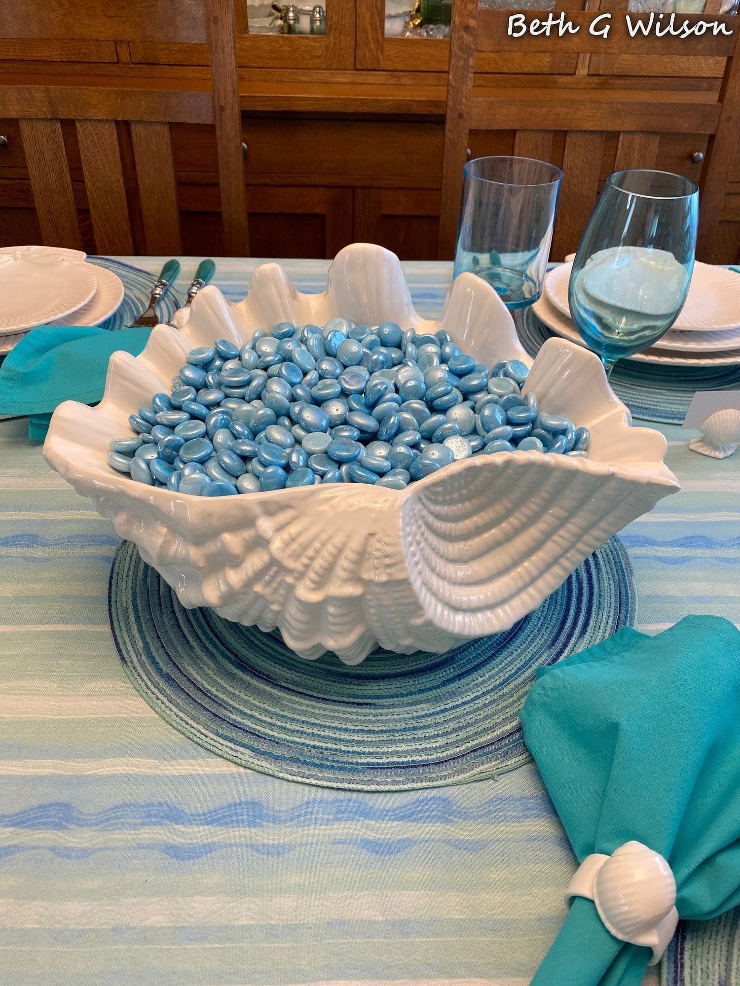 Sea Shells on a Summer Tablescape — Whispers of the Heart
